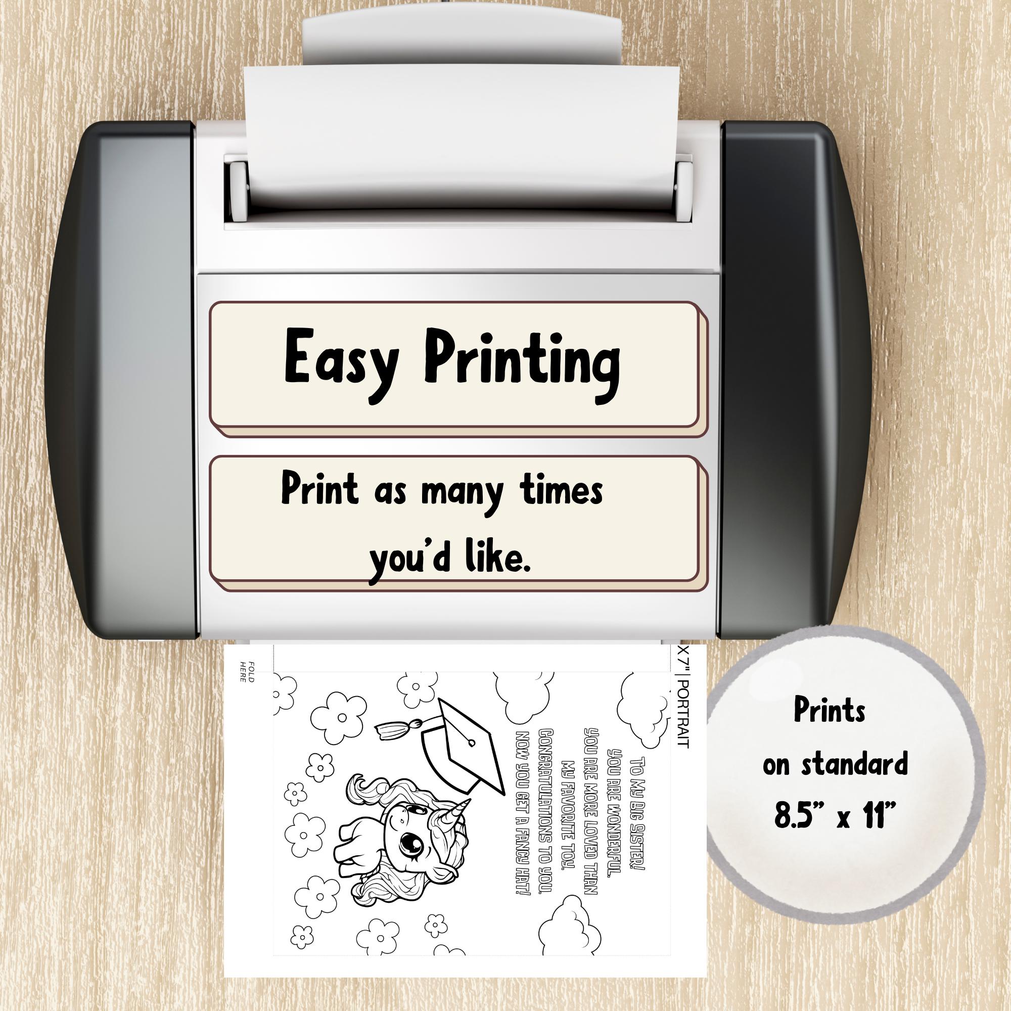 Graduation Coloring Card , Printable Graduation Gift , Cute Grad Card ...
