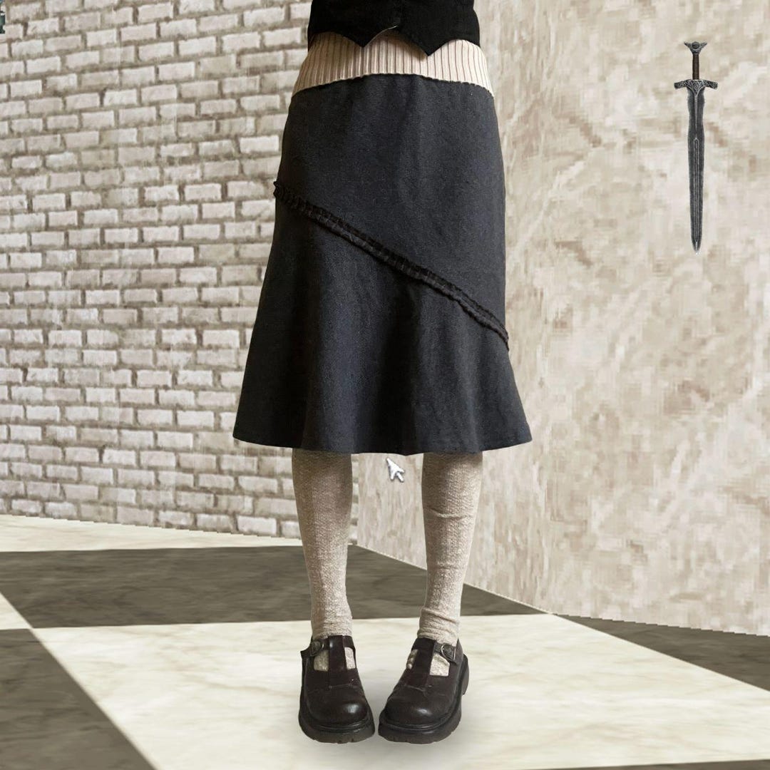 Blue Brown Mermaid Skirt: Ruffle Applications, Wool Blend - XS - Etsy