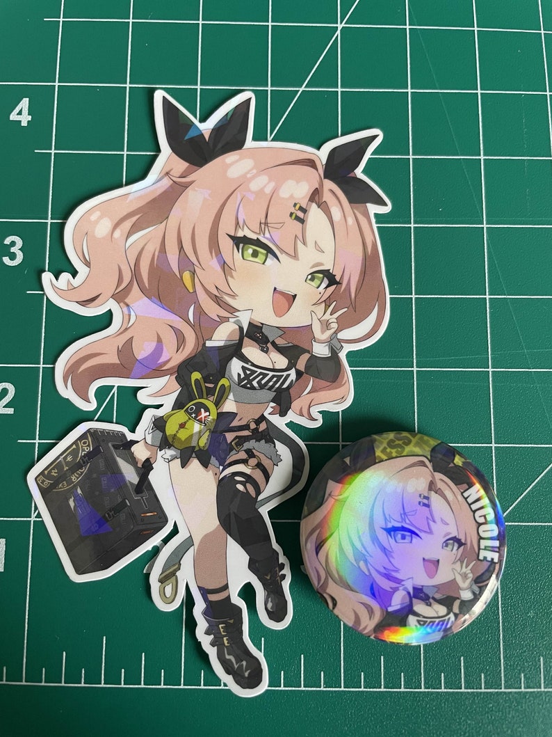 Nicole Chibi Water Resistant Vinyl Sticker Button Bundle Anime Girl - Etsy