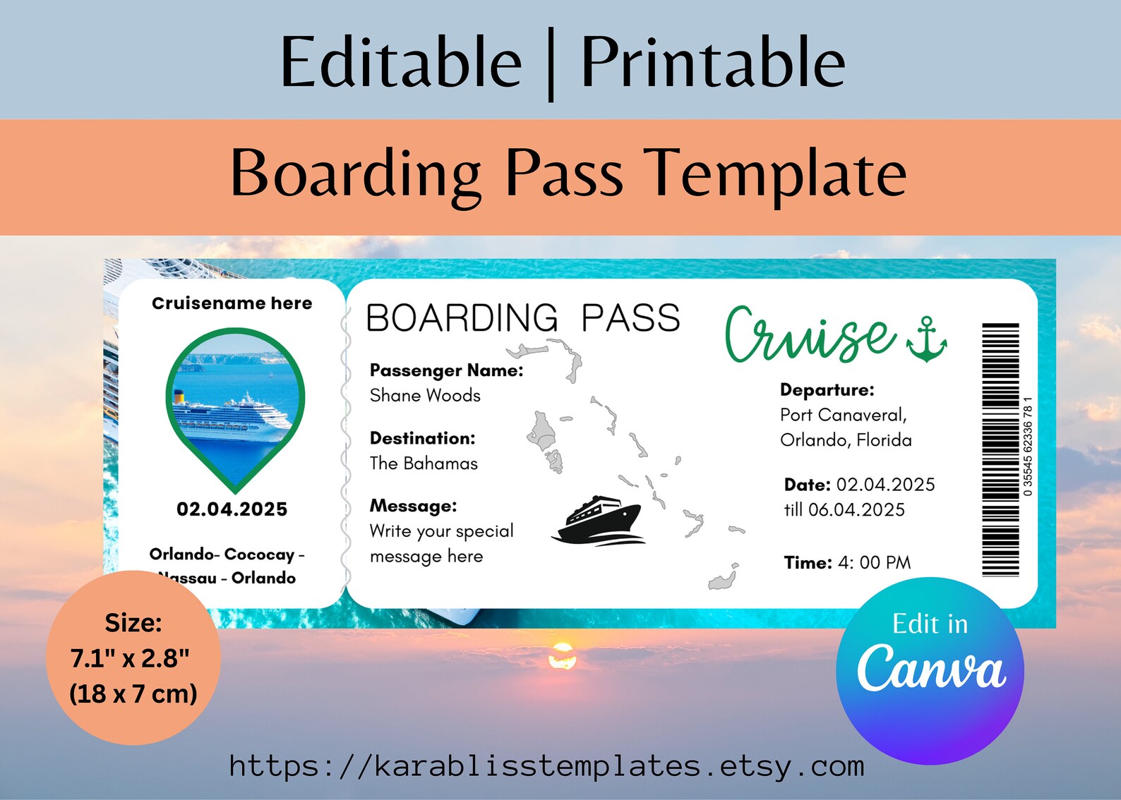 Boarding Pass Template Editable Boarding Pass Gift Birthday Invitation ...