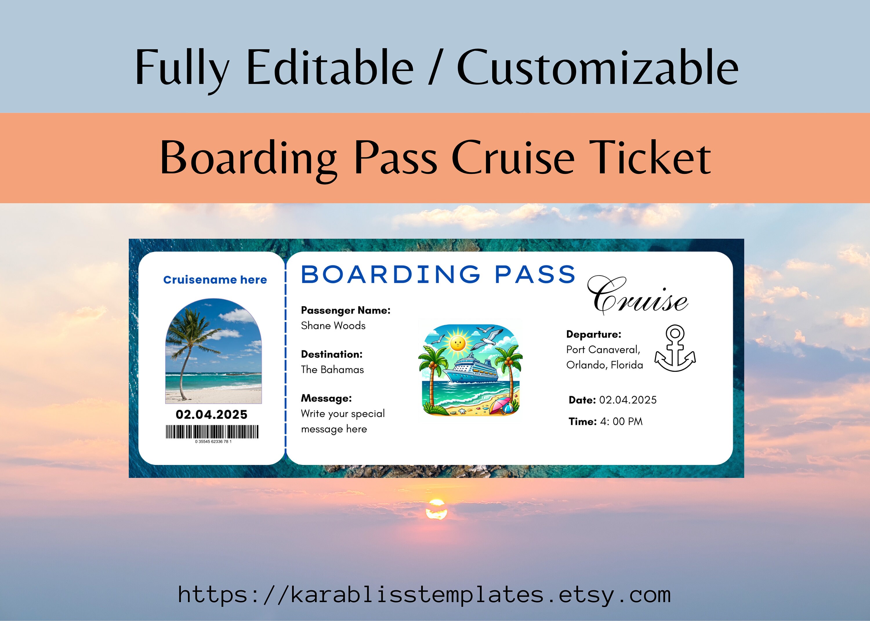 Boarding Pass Template Editable Boarding Pass Gift Birthday Invitation ...