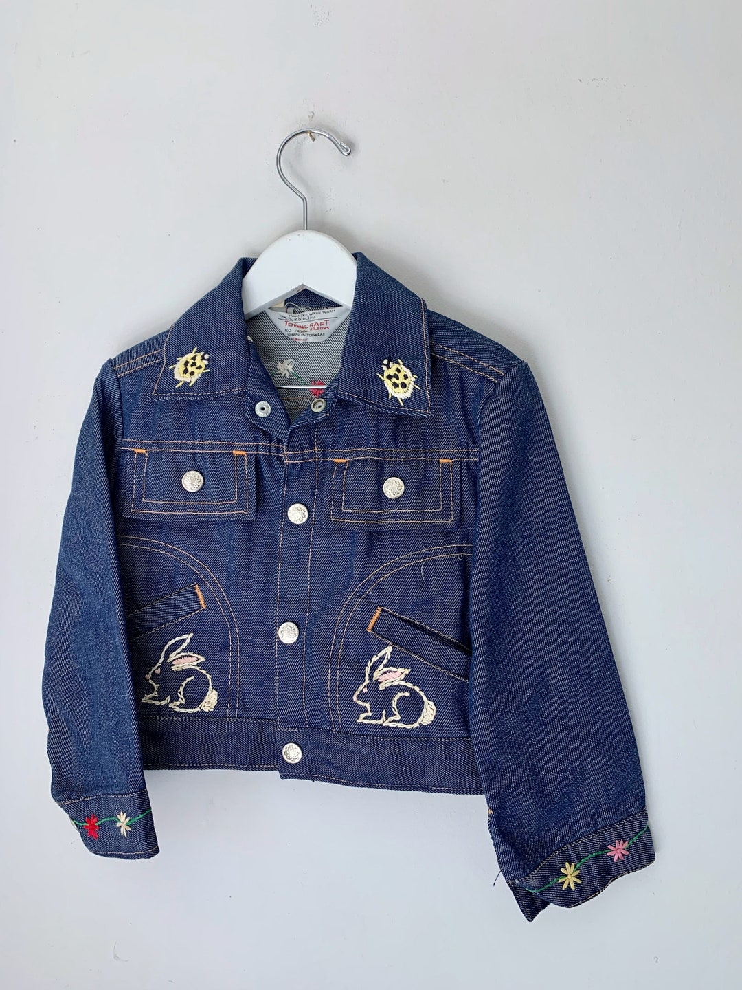Vintage Towncraft Denim Jacket 4t Embroidered With Pigs and Bunnies - Etsy