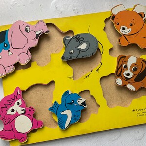 Vintage Wooden Puzzle Connor Toy Animal Land 11H - Etsy