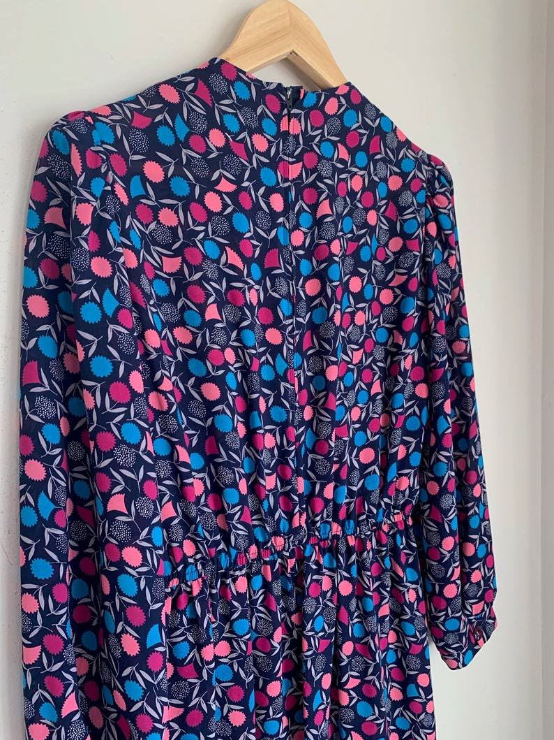 Vintage Lady Carol Dress Modern Floral Blue and Pink Size 10 - Etsy