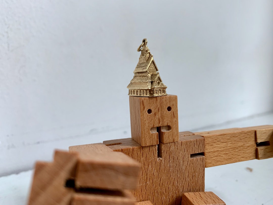 Vintage Gold Charm Norwegian Stave Church 14 Karat Solid Gold - Etsy