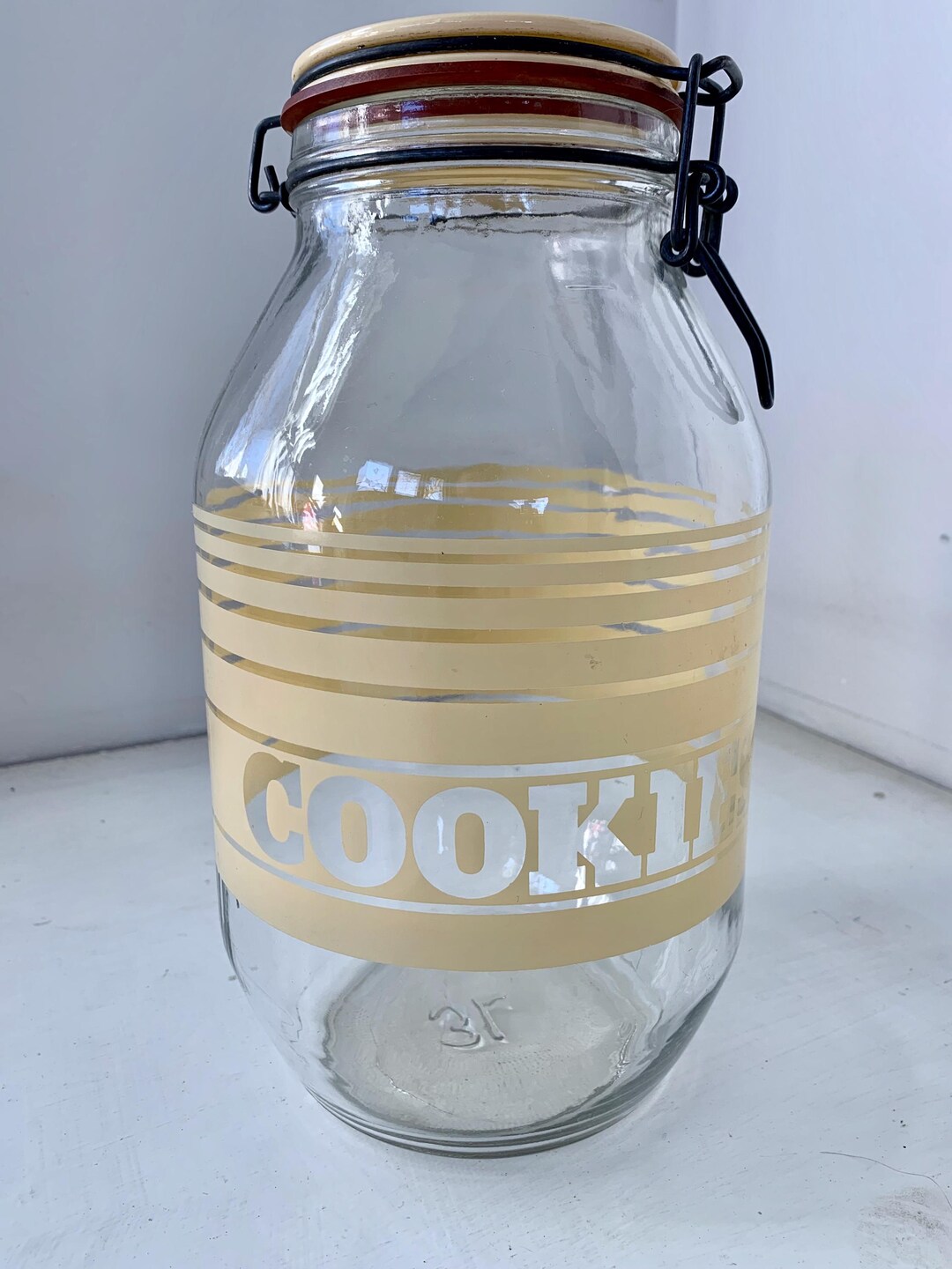 Vintage Cookie Jar Glass 3 Liters Typography - Etsy