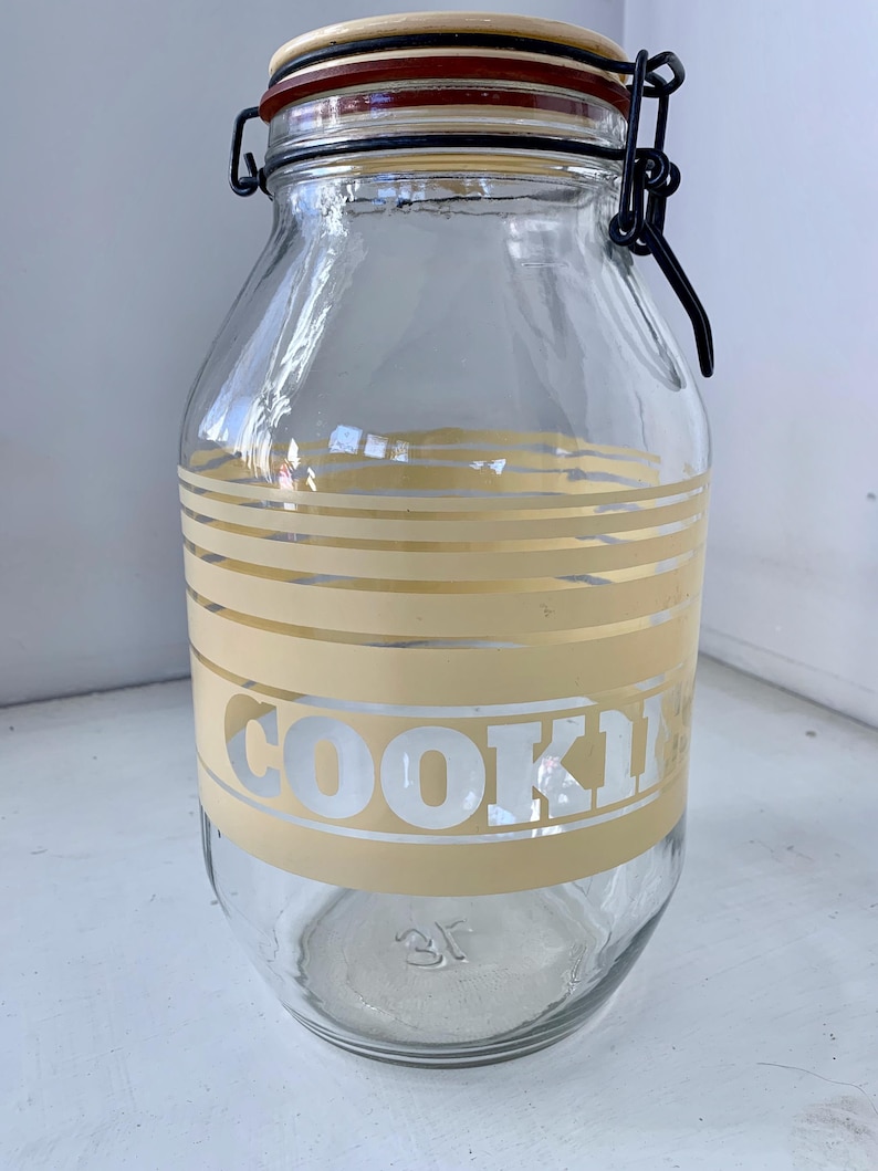 Vintage Cookie Jar Glass 3 Liters Typography - Etsy