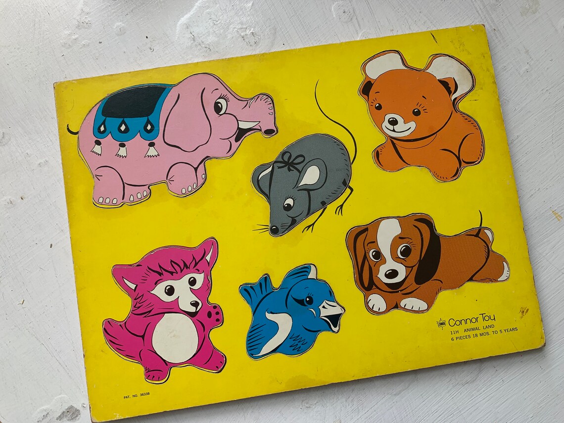 Vintage Wooden Puzzle Connor Toy Animal Land 11H - Etsy