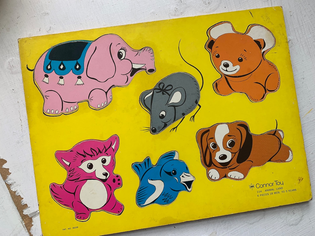 Vintage Wooden Puzzle Connor Toy Animal Land 11H - Etsy