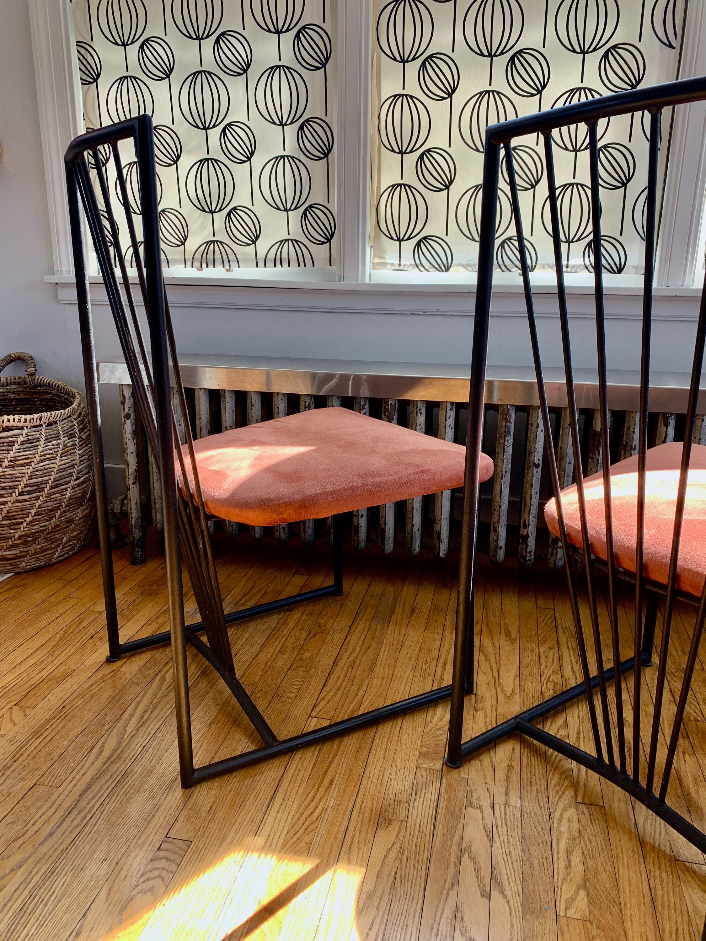 Pair of Post Modern Chairs Black Metal Memphis Style Cal Pair of Post Modern Chairs Black Metal Memphis Style Cal