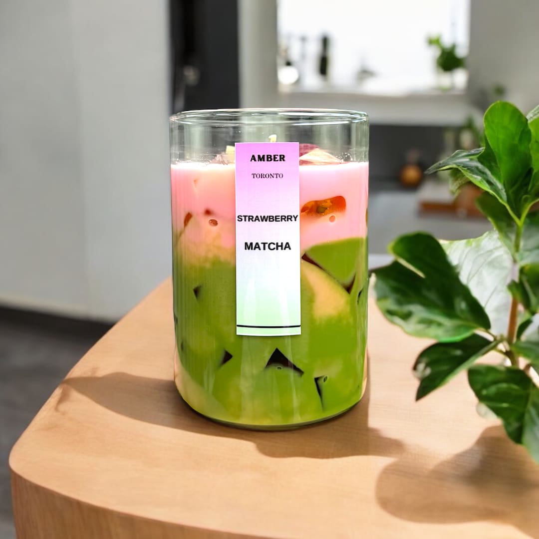 Strawberry Matcha Candle | Soy Candle | Viral Drink Candle | Strawberry ...