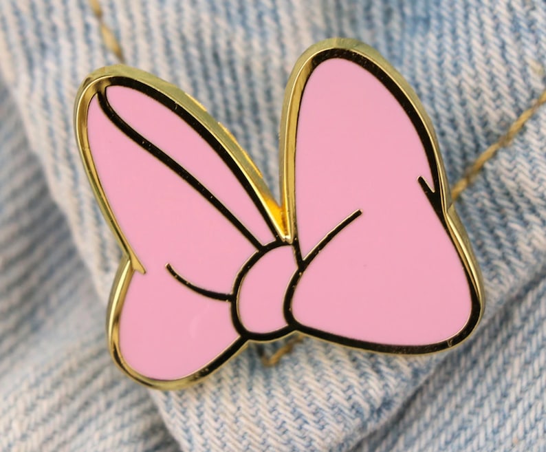 Cute Minnie Mouse Pink Bow Enamel Pin - Etsy