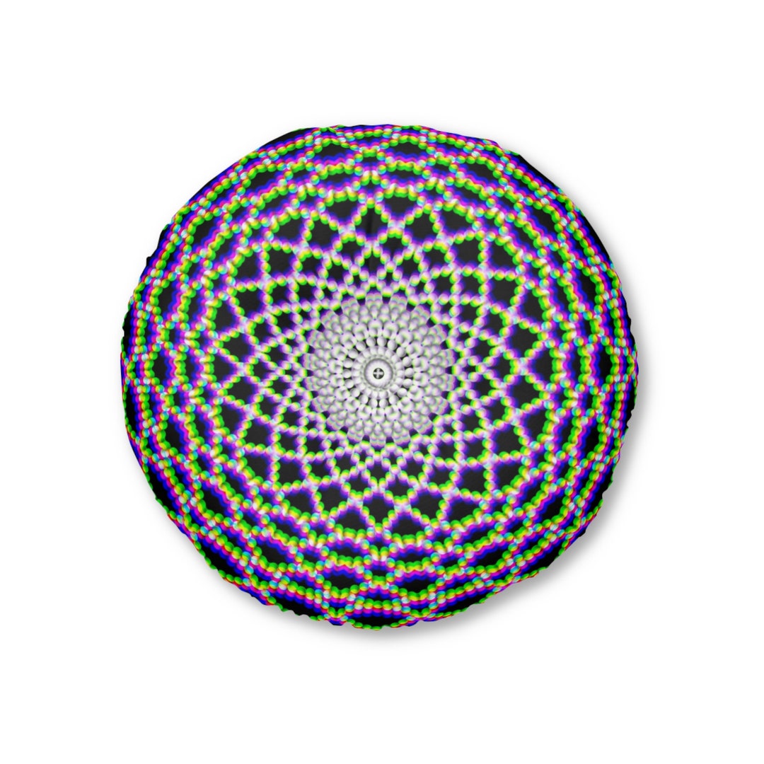 Optical Illusion Mandala Tufted Floor Pillow, Round - Etsy