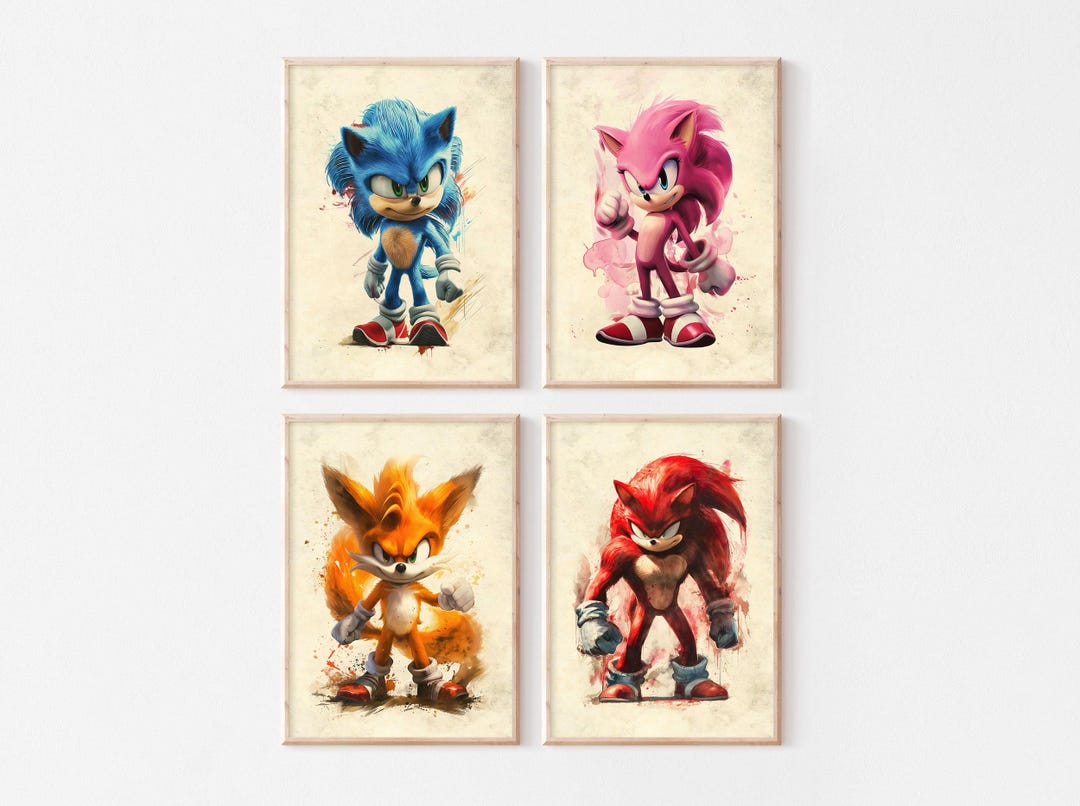 Set of 3 Sonic Poster,sonic Watercolor Art Print Poster,action ...