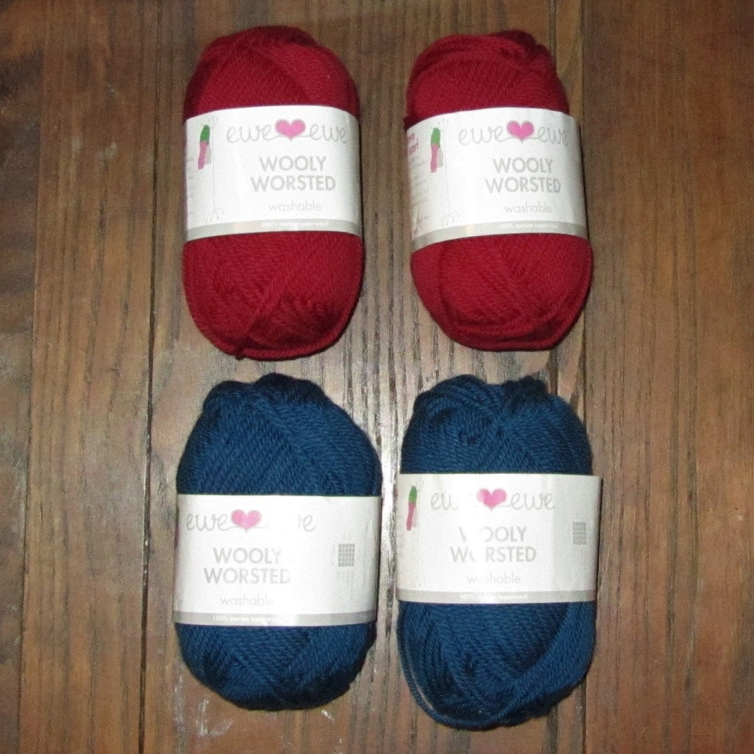 Ewe Ewe Wooly Worsted Washable 100% Merino Superwash Wool 20 Red or 78 ...
