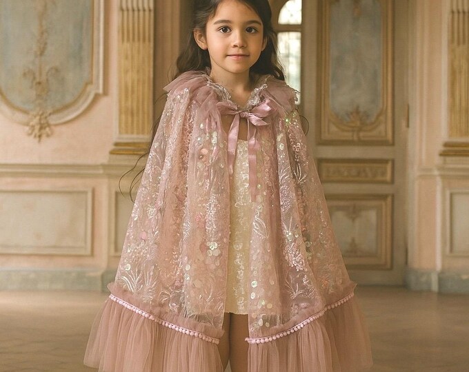 PRINCESS CAPE, Kids Dress up Cape,sparkle Cape, Sequin & Tulle Cape ...