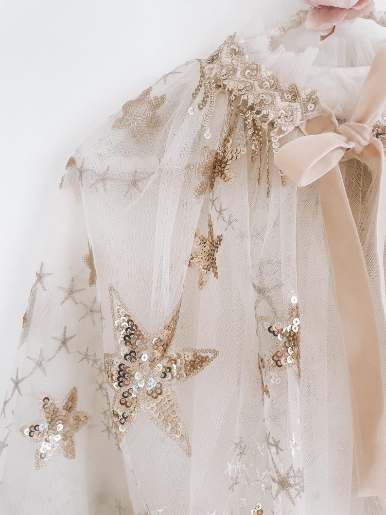 GLITTERY STAR CAPE, Kids Dress up Cape,sparkle Cape, Sequin & Tulle ...