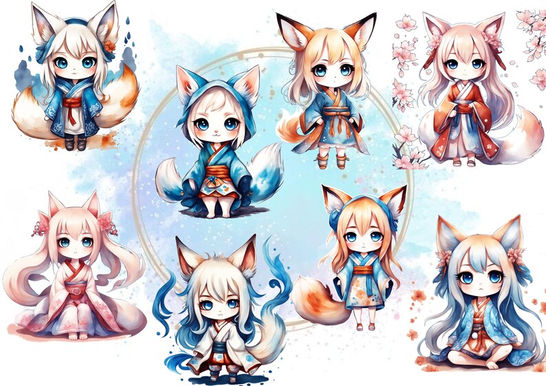 Kitsune Clipart - Etsy