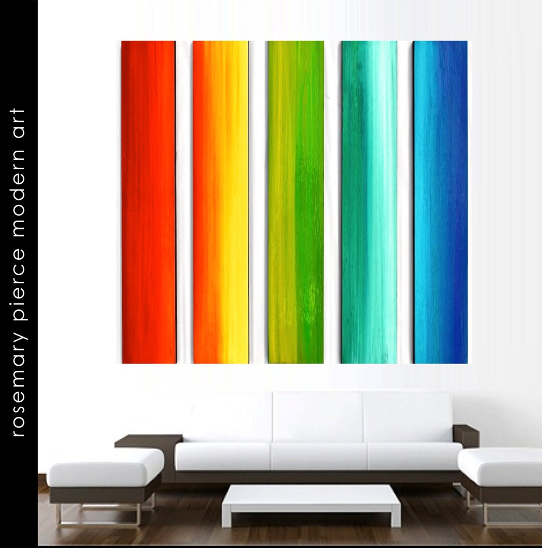 Colorful Wall Art | Large Wall Art | Abstract Ombre Painting | Wall ...