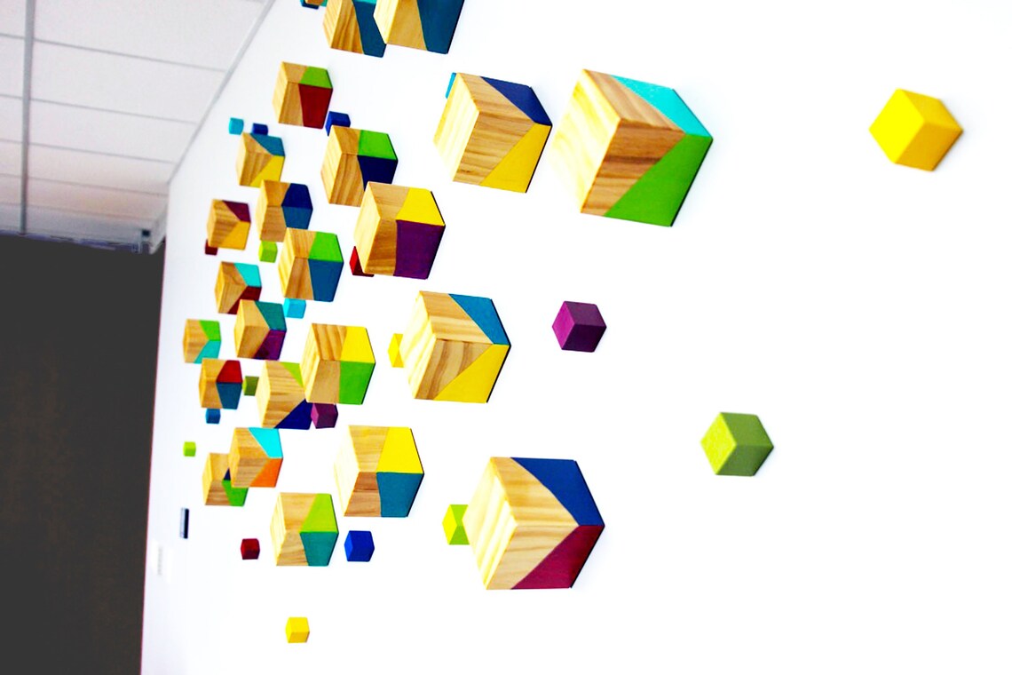 3d Wall Art Cubes Art Wall Decor Wood Wall Sculpture - Etsy