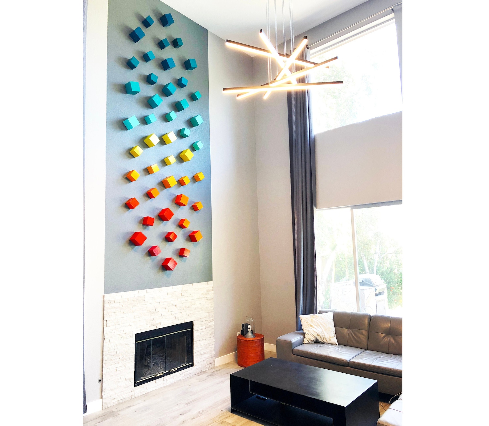 Mid Century Modern Art | Cube Art | Modern Wall Sculpture | Large Wall ...