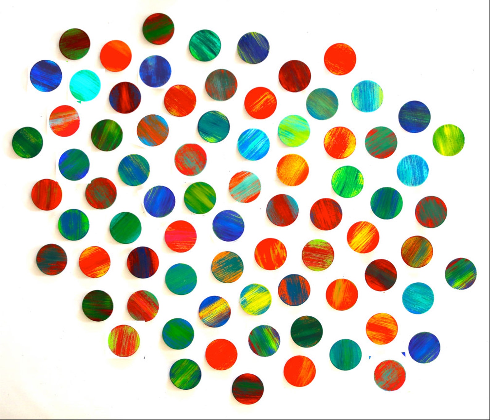 Original Wall Sculpture Painted Wood Circles Mixed Media Art ...