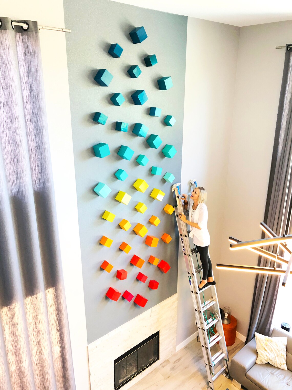 Mid Century Modern Art Cube Art Modern Wall Sculpture | Etsy