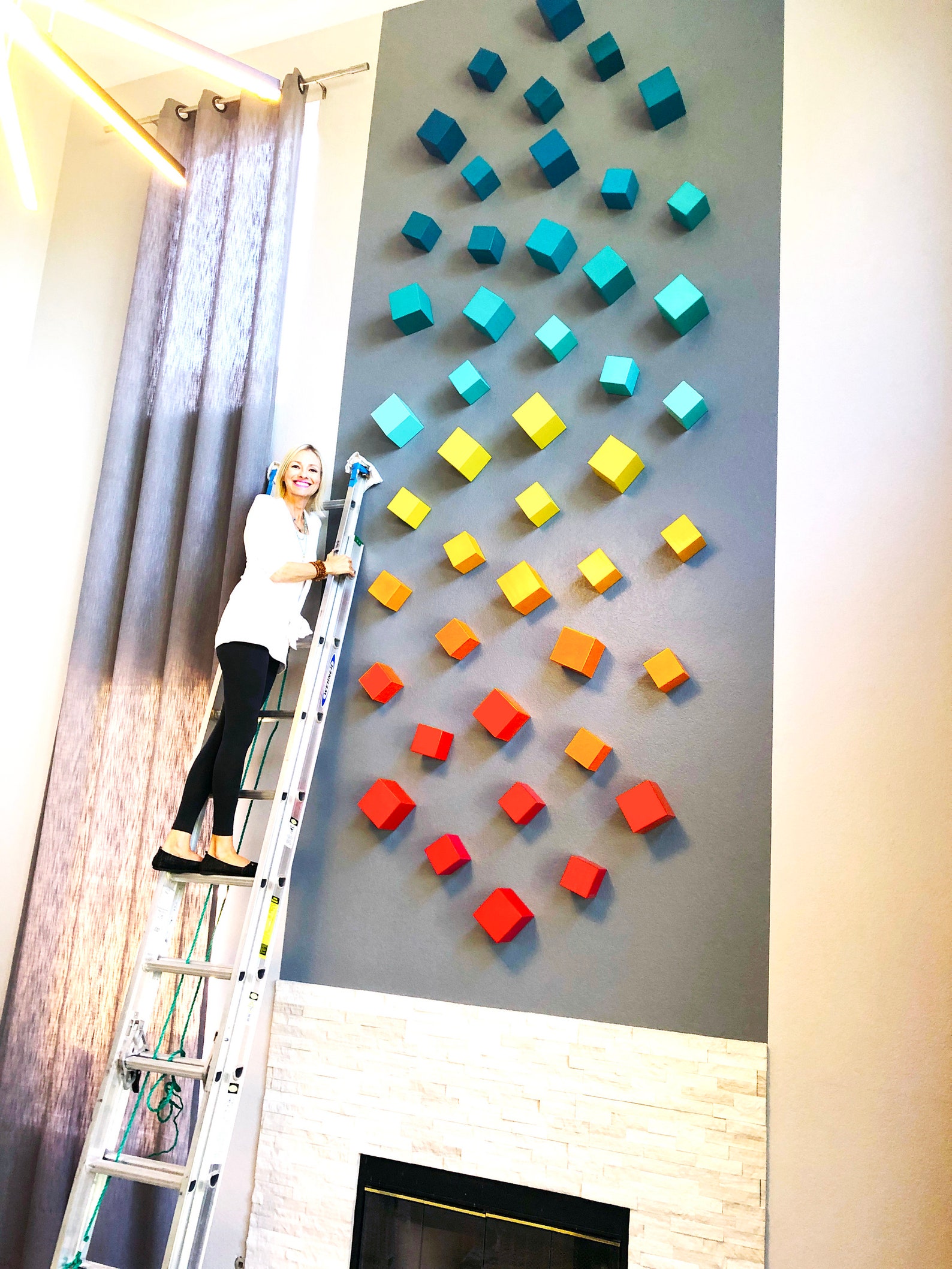 Mid Century Modern Art | Cube Art | Modern Wall Sculpture | Large Wall ...