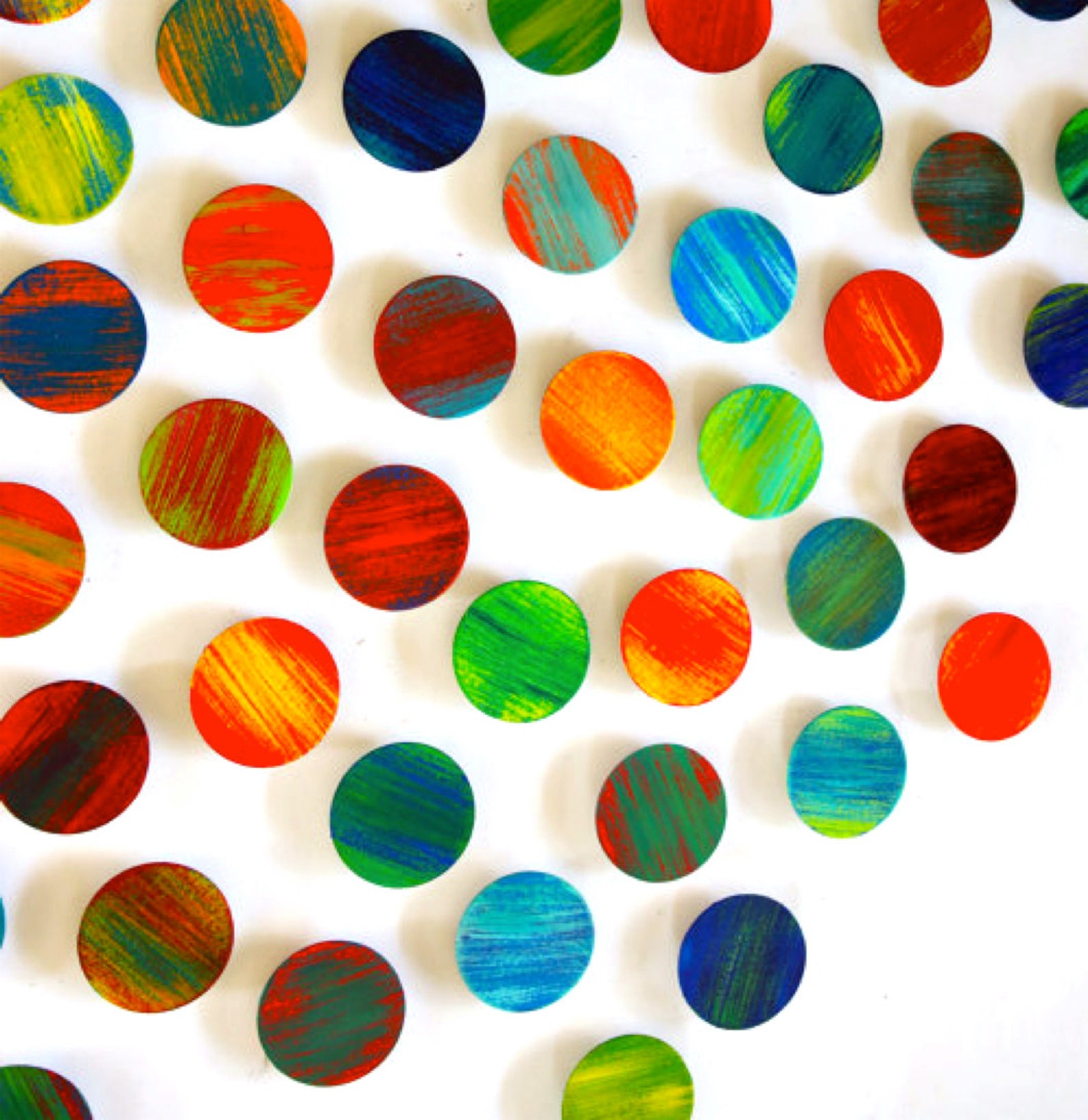 Original Wall Sculpture Painted Wood Circles Mixed Media Art ...