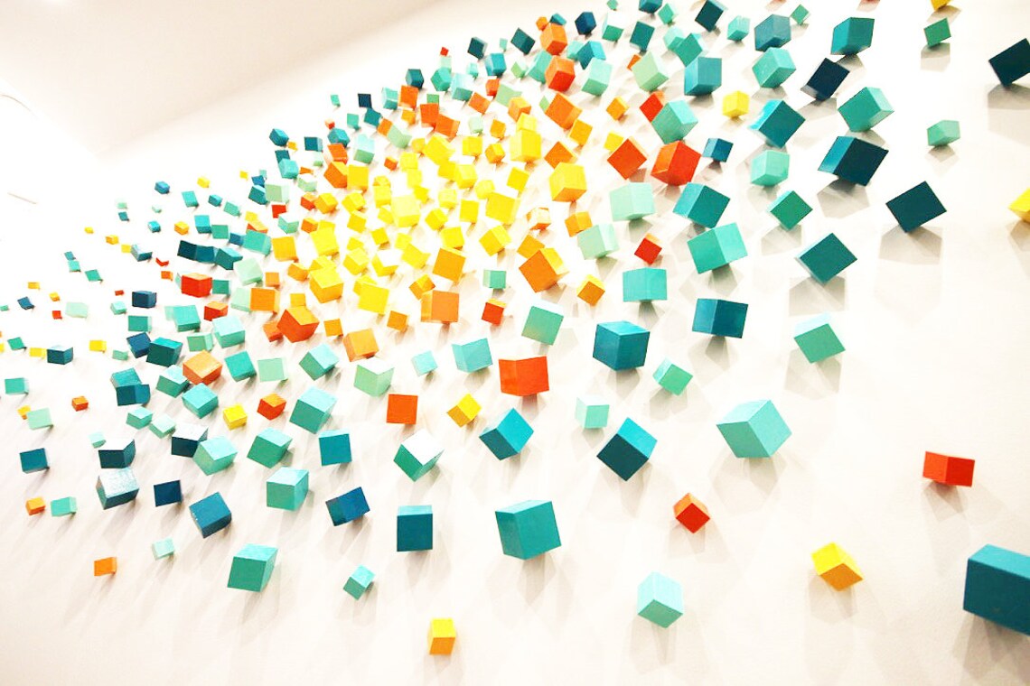 3D Wall Art Installation | Cubes | Commercial Art | Lobby Art | Wood ...