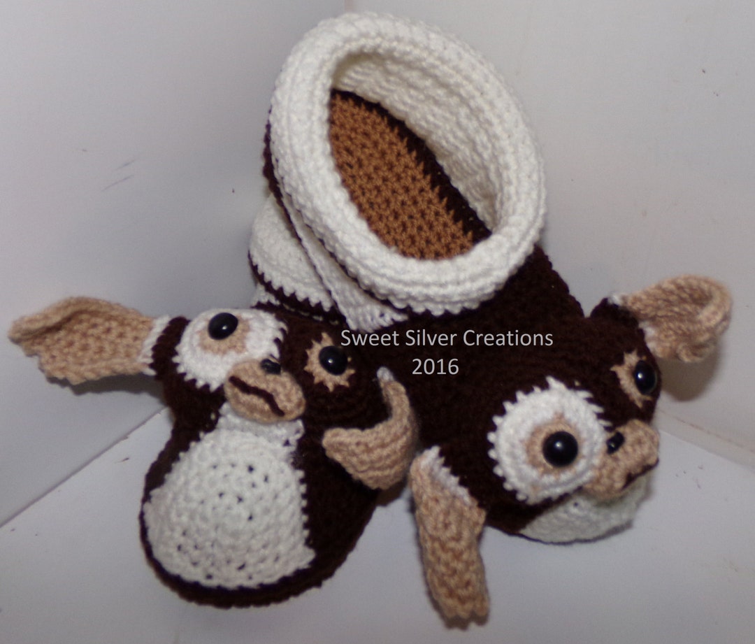 Gizmo Slippers - Will Fit Adult Shoe Size 6-1/2 to 11 CROCHET PATTERN ...