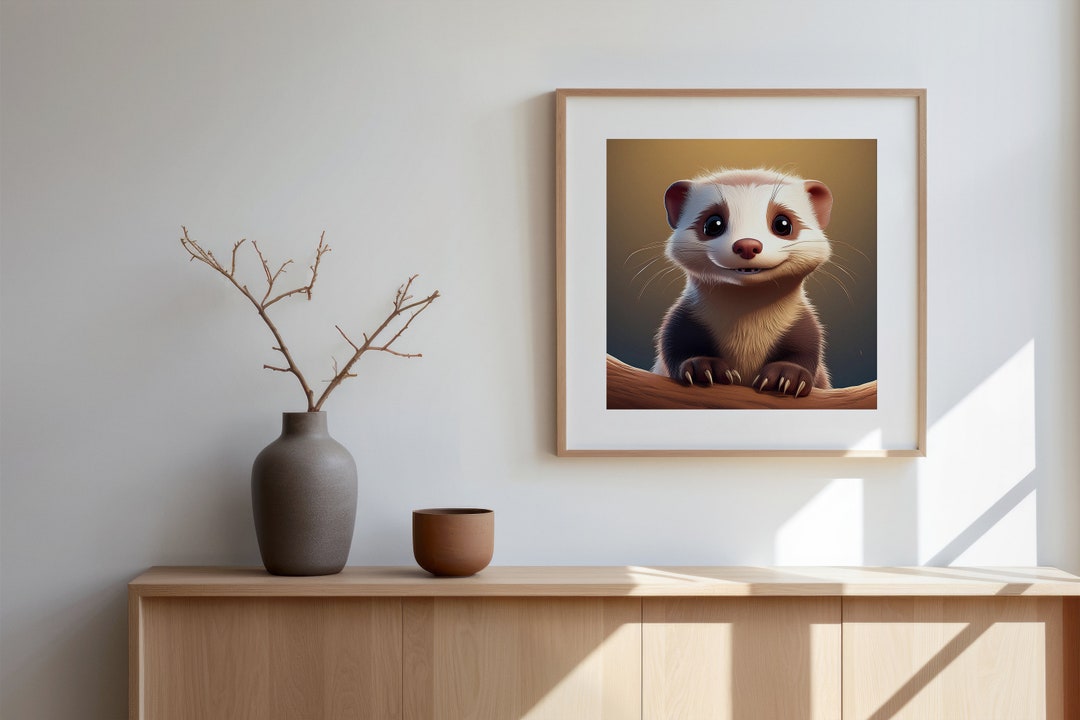 Ferret, Cartoon, 3D, Cute, Children, Wall Art - Etsy