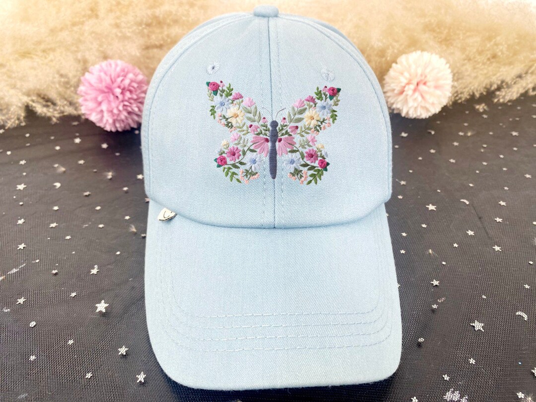 Vintage Butterflies Comfort Color/embroidered Flower Cap/custom ...
