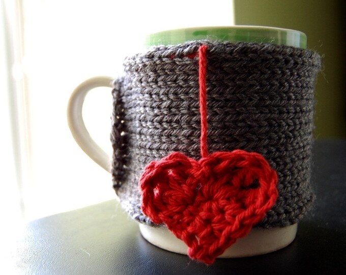 Tea Love Knit Mug Cozy With Heart - Ready to Ship - Etsy