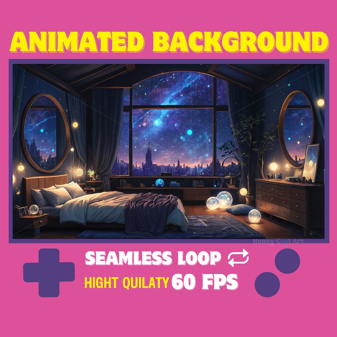 Animated Virtual Background Magical Galaxy Twitch Overlay Looped Vtuber ...