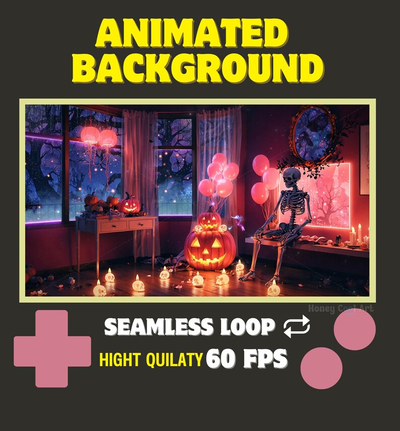 Animated Halloween Background for Twitch, Zoom, Vtuber Cozy Spooky ...