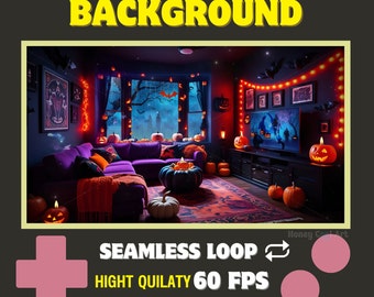 Animated Halloween Background for Twitch, Zoom, Vtuber Cozy Spooky ...