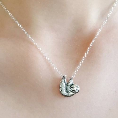 Sloth Necklace Sterling Silver Sloth Jewelry Gift for - Etsy