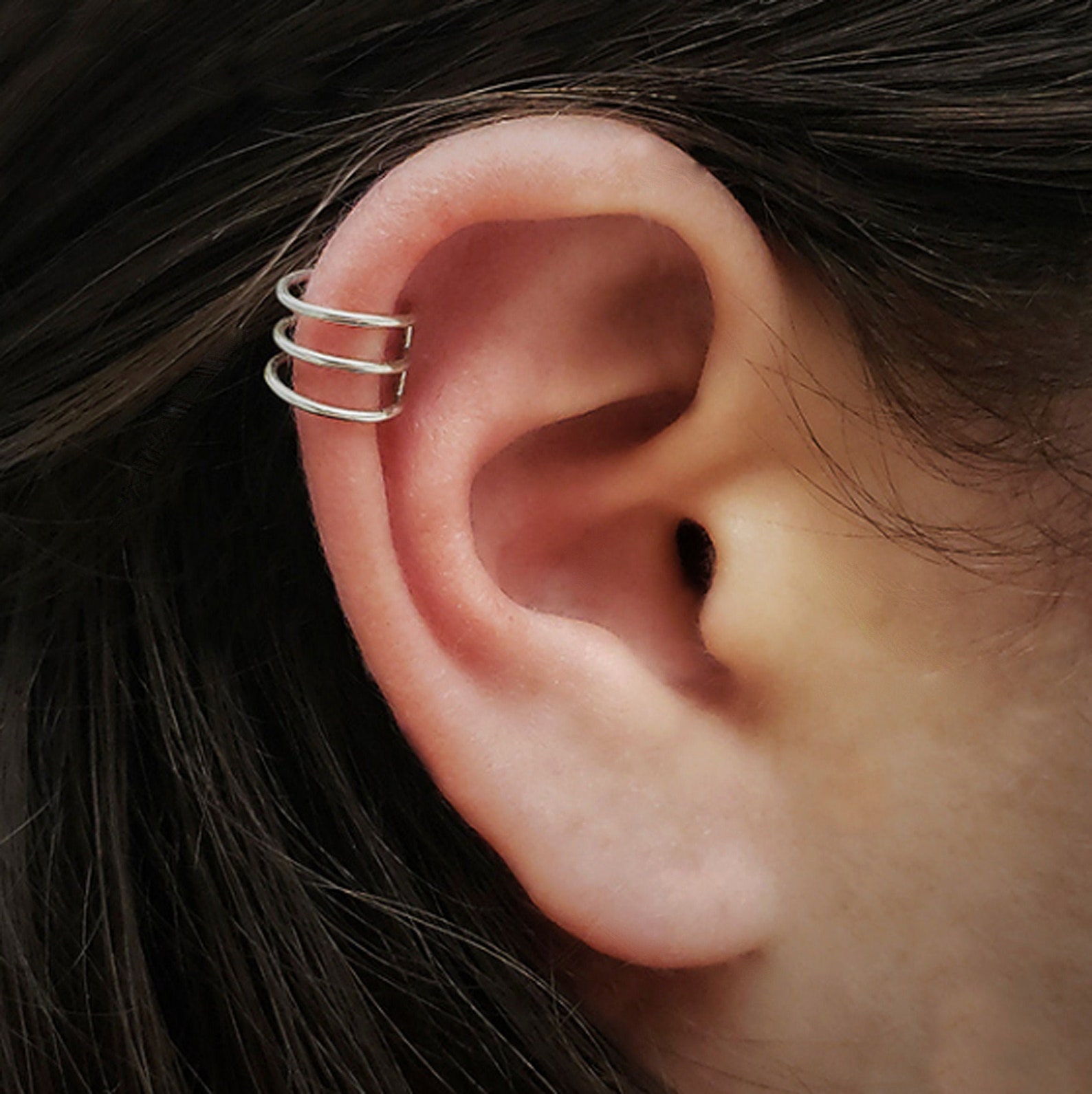 Triple Wire Ear Cuff Delicate Cuff Sterling Silver Ear | Etsy