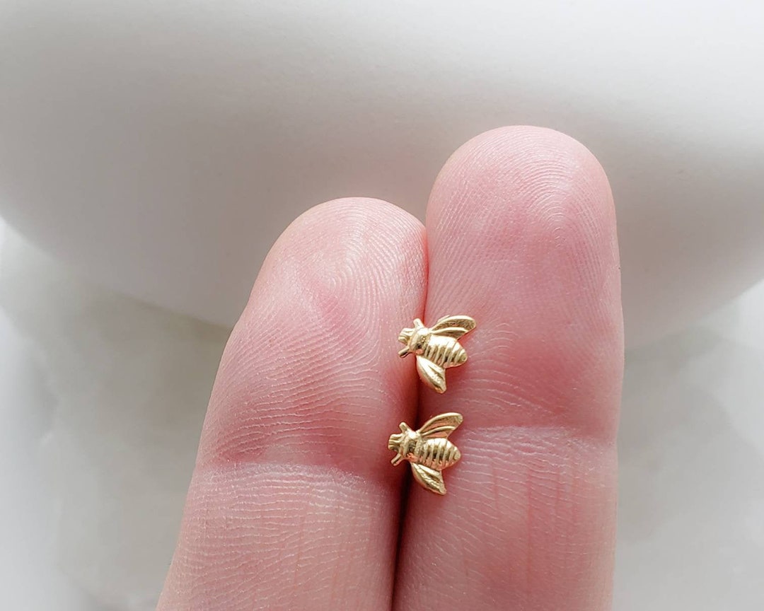 Little Honey Bee Studs • Dainty Bee Earrings • Bumble Bee Studs • Tiny ...