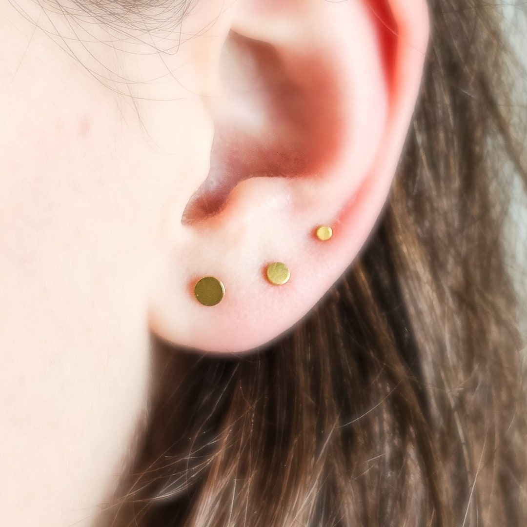 Titanium Dot Studs • Flat Back Nap Earrings • Push in Comfort Fit Studs • Minimalist Style • 20G ...
