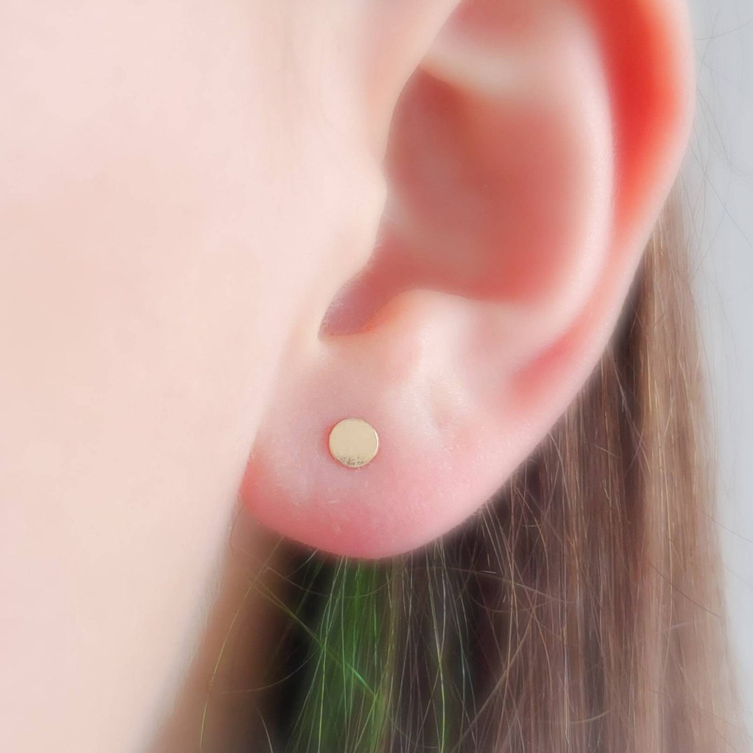 14 Karat Gold Studs • Gold Circle Studs • Simple Geometric Studs ...