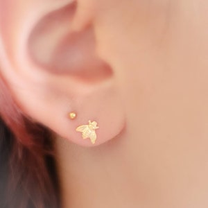 Little Honey Bee Studs • Dainty Bee Earrings • Bumble Bee Studs • Tiny Gold Bees • Little Bee ...