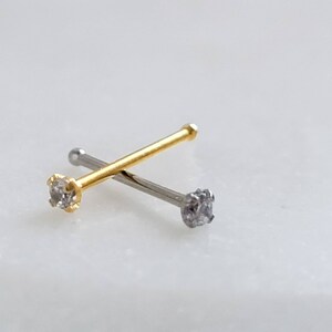 Teeny Tiny Diamond CZ Nose Bone • Dainty Nose Stud • 22 Gauge ...