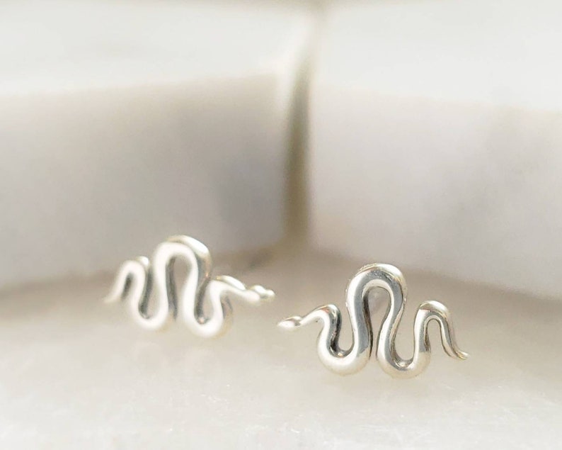 Tiny Snake Studs Silver Snake Earrings Small Stud Earrings - Etsy