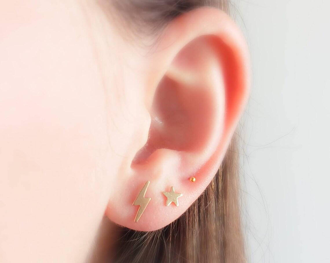 Earring Stud Set Celestial Studs Little Star Stud | Etsy
