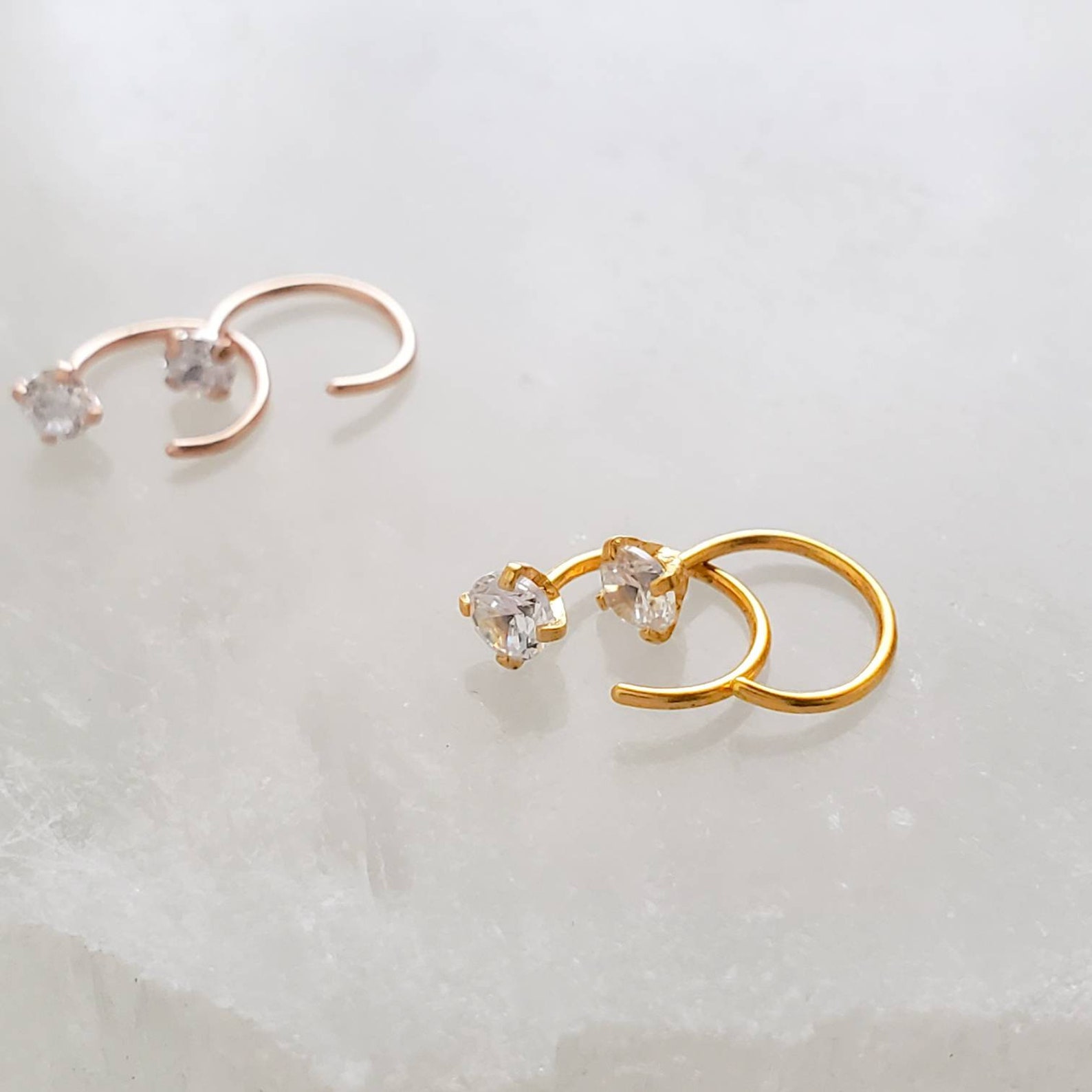 Our TINIEST Sparkle Hug Hoops • 20 Gauge • Thin CZ Hoops • Open Skinny ...