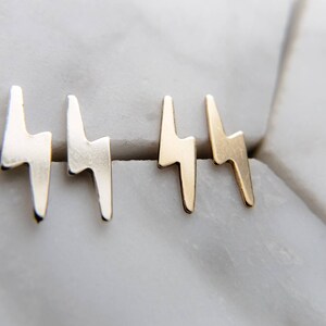 Lightning Bolt Studs • Silver Lightning Bolts • Tiny Silver Studs • Thunderbolt Earrings ...