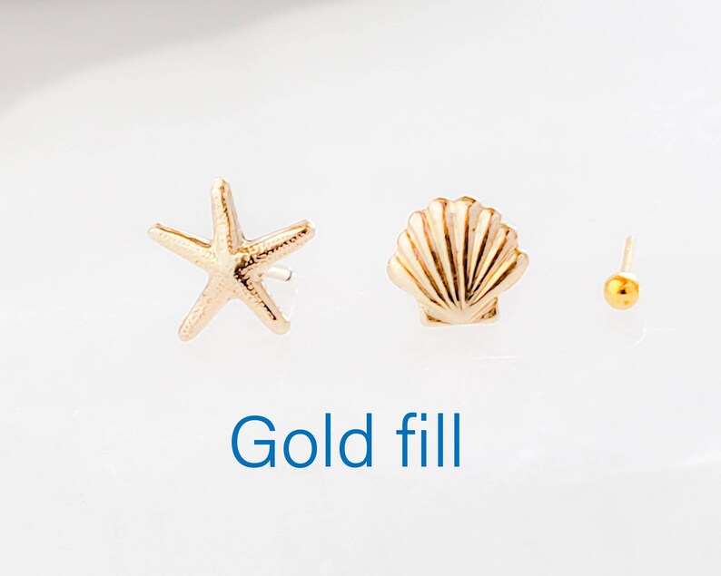 Seashell Stud Set Starfish Stud Shell Studs Tiny Earring | Etsy