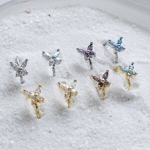 Butterfly Nose Hoop • 20 Gauge • Cubic Zirconia Butterfly Nose Ring ...